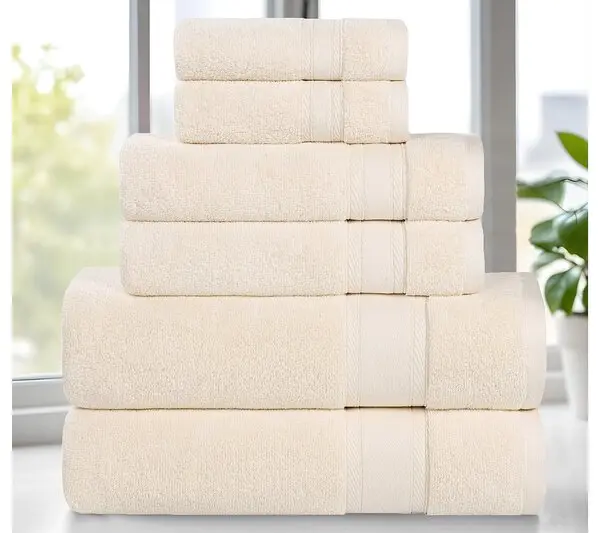 SUPERIOR 6 Piece Belmont Zero Twist Cotton Soft Towel Set