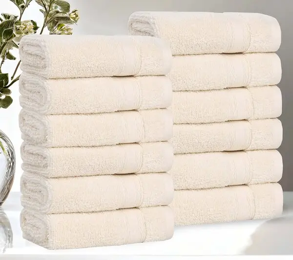 SUPERIOR 12 Piece Belmont Zero Twist Cotton Face Towel Set