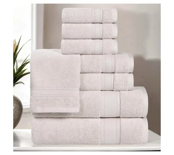 SUPERIOR 8 Piece Belmont Zero Twist Cotton Soft Towel Set