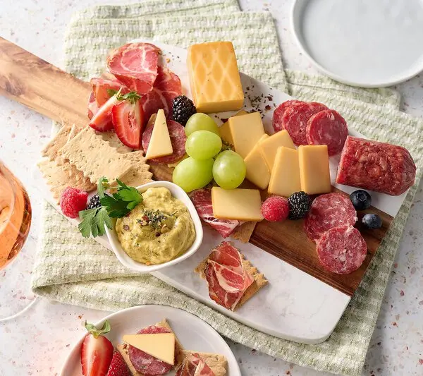 SERGIO'S Marble & Acacia Charcuterie Board W/ 5-pc Pairings