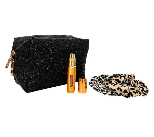 YOUZEY Trendsetter Travel Cosmetic Bag, Travalo & Scrunchie Set