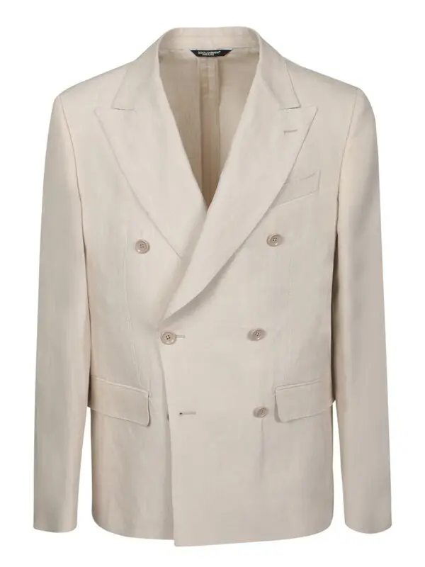 Dolce & Gabbana Double-breasted Linen Blazer - Beige