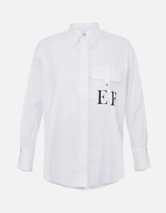 Elisabetta Franchi Oversized Cotton Poplin Shirt - White