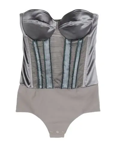 Elisabetta Franchi Bodysuit In Acetate, Polyamide, And Elastane - Grey