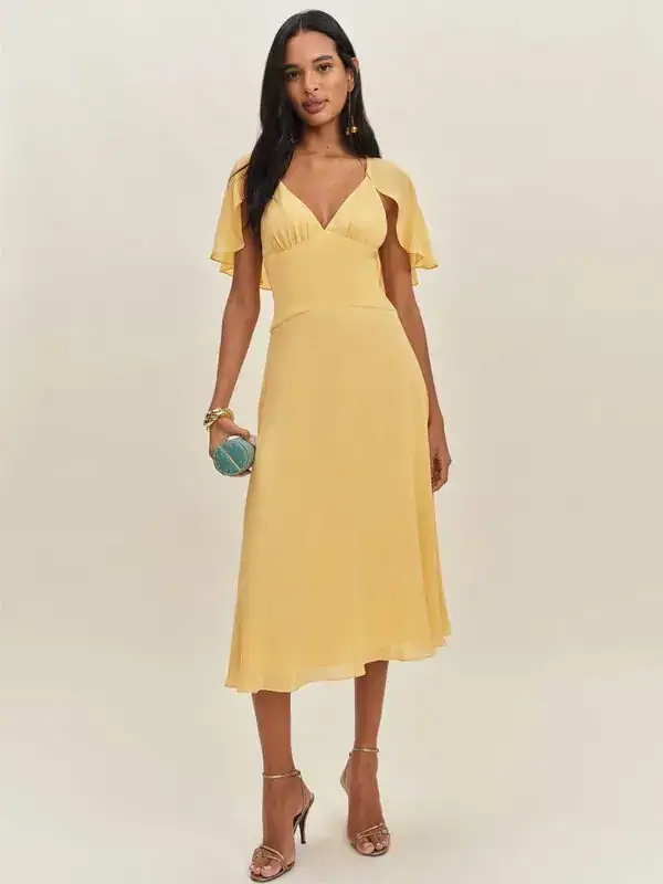 Reformation Pia Dress In Yellow - 70% Off | Editorialist