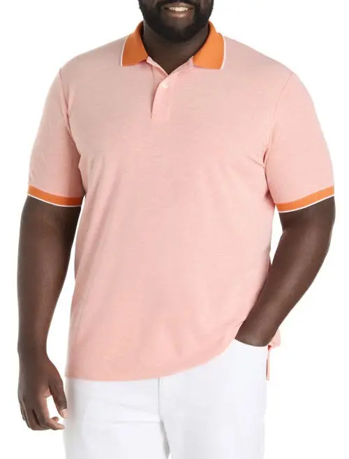 HARBOR BAY BY DXL Big & Tall Oxford Tipped Polo Shirt - Golden Poppy