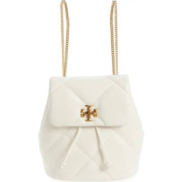 Tory Burch Small Kira Diamond Quilted Leather Backpack - Warm White