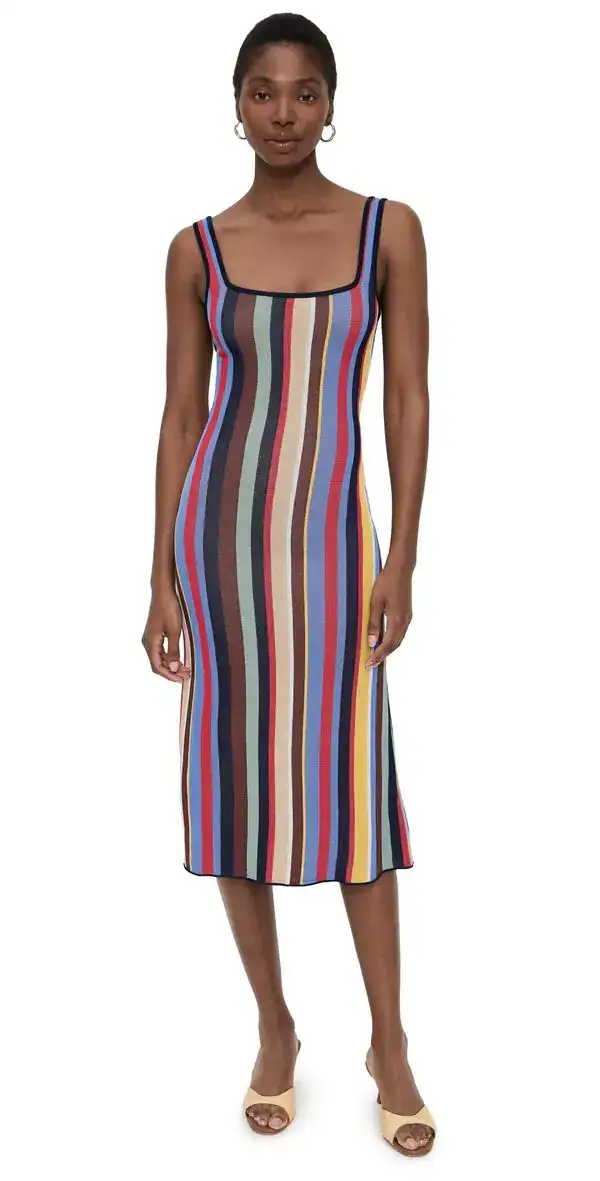 rib knit wrap dress Tan Ribbed Knit Wrap Tie Midi Dress main image 0