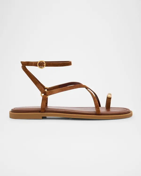 Rag & Bone Suede Strappy Toe-ring Sandals - Umbersd