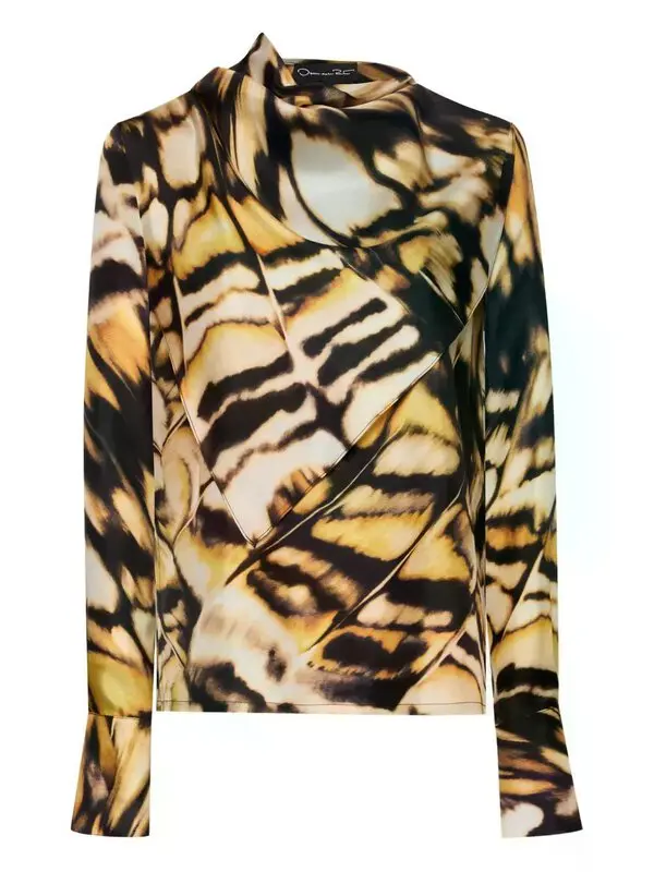Oscar De La Renta Abstract-print Blouse - Black