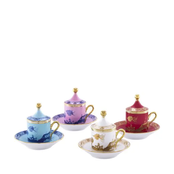 GINORI 1735 Oriente Italiano Lidded Espresso Cups - Oriente Italiano Mix