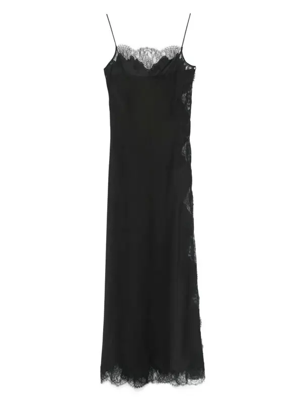 Carine Gilson Lace-Trim Silk Nightdress Black Editorialist