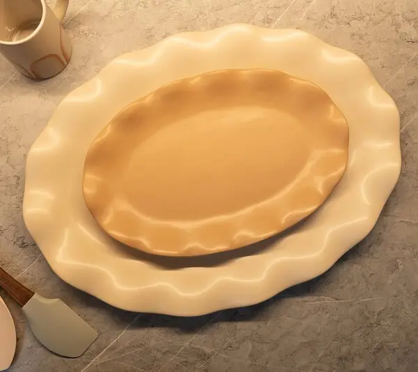 JESSIE JAMES DECKER Set Of 2 Ceramic Serving Platters