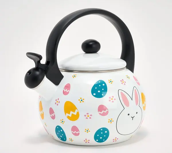 TEMP-TATIONS As Is 2.3qt Enamel On Steel Tea Kettle