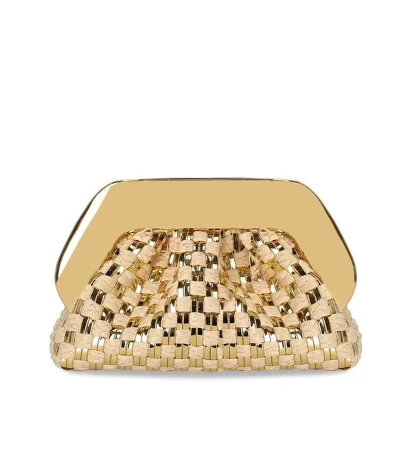 THEMOIRE Tia Micro Weaved Clutch - Gold