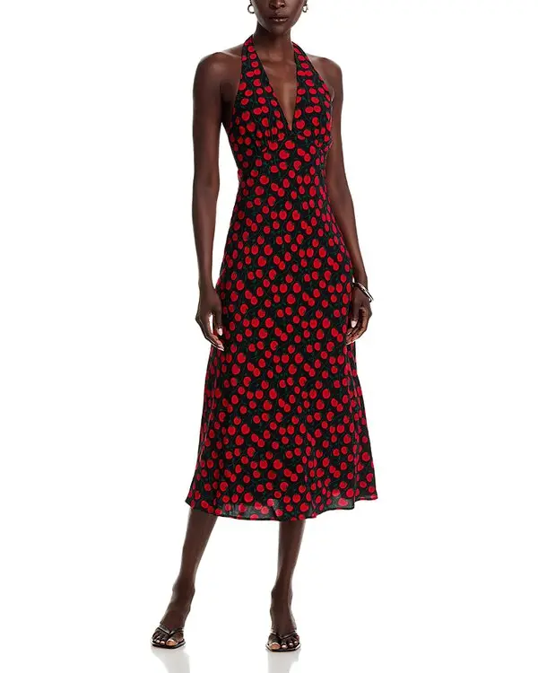 Staud Lucca Midi Dress - On The Vine Black