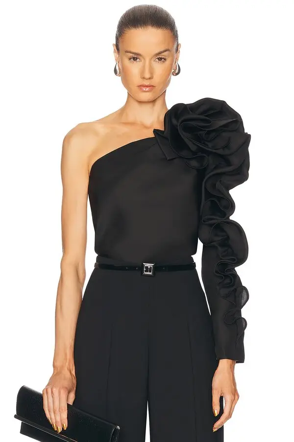Carolina Herrera One Shoulder Floral Top