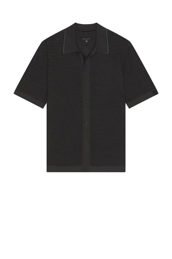 Rag & Bone Jonah Short Sleeve Dalton Shirt In Black - Washed Black