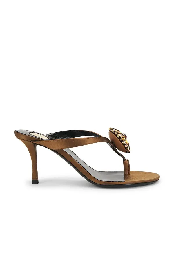Saint Laurent Bridget Sandal - Deep Cognac & Rust Cognac