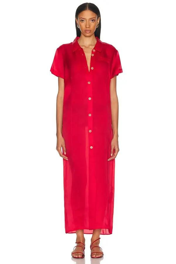 Khaite Effy Organza Dress - Raspberry