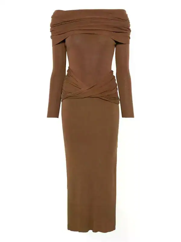 Aya Muse Knitted Maxi Dress - Brown