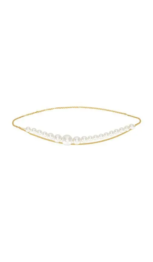 ROWEN ROSE Asymmetric Pearl Chain Belt