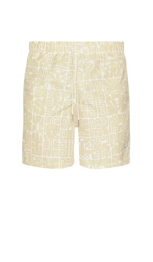 BATHER Wild Glyph Swim Trunks - Brown
