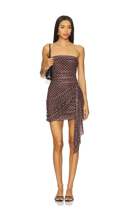 Amanda Uprichard Anja Strapless Mini Dress - Chocolate Brown Polka Dot