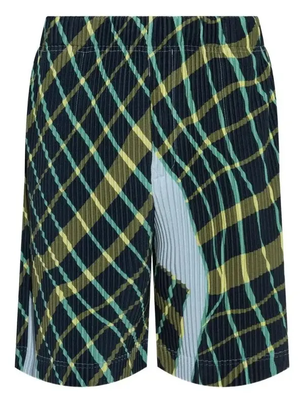 Issey Miyake Windswept Plaid Shorts - Blue