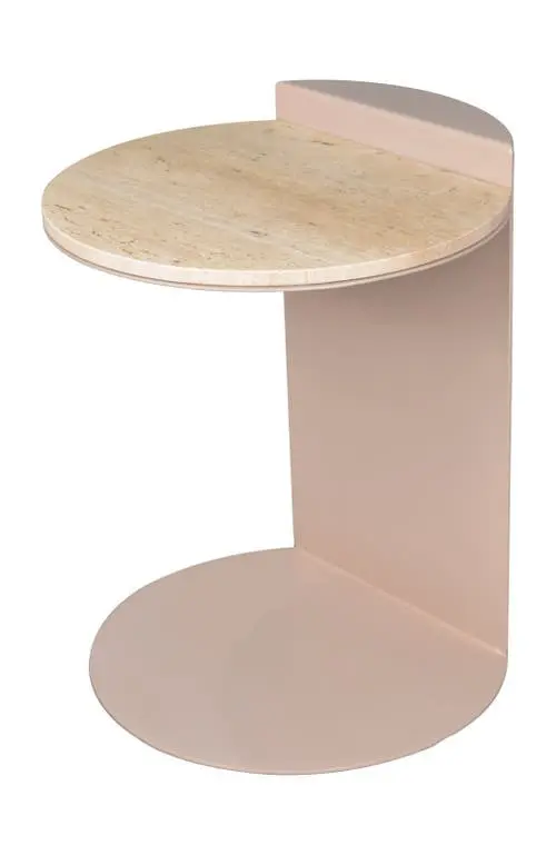 JONATHAN Y Evelyn 20" Contemporary Natural Marble/metal Handmade C-shaped End Table