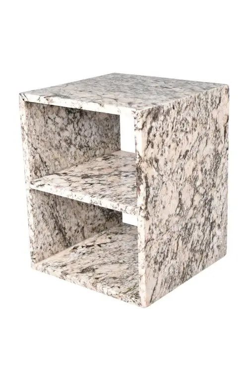 JONATHAN Y Sloane 20" Modern Natural Marble Handmade Rectangular 2-shelf End Table