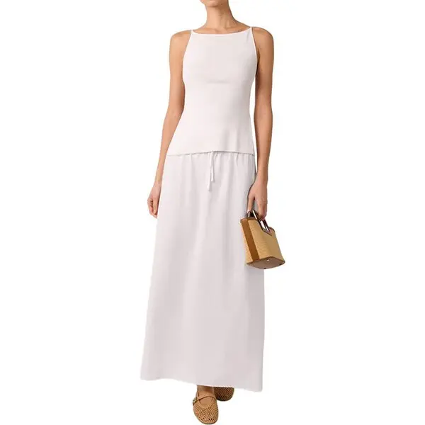 WeWoreWhat Tie Waist Linen Midi Skirt