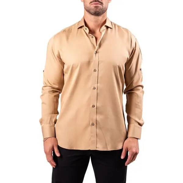 MACEOO Berlin Resistance Cotton Button-up Shirt - Brown