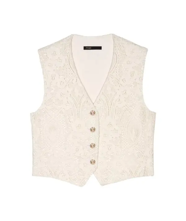 Maje Lace-embroidered Stretch-woven Waistcoat