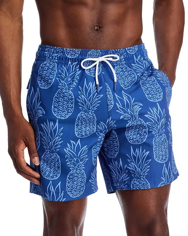 TRUNKS SURF & SWIM CO. Sano Pineapple Print 6.5" Swim Trunks - Sail Blue