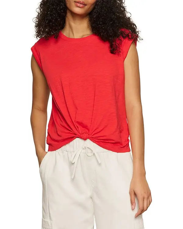 Sanctuary Knotted Hem Muscle Tee - Cayenne