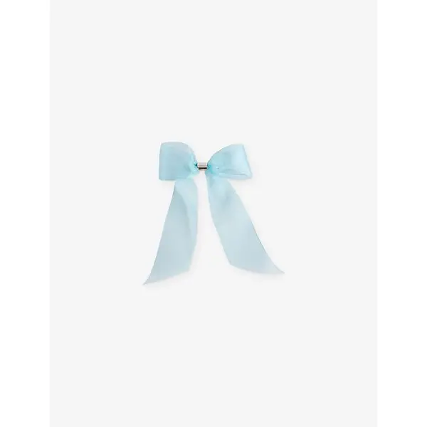 LELET NY Amy Silk Bow Barrette - Sky Blue/rhodium