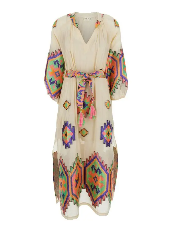 NEMA Geometric Motif Viscose Blend Dress