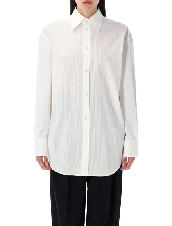 Saint Laurent Striped Cassandre Shirt - White