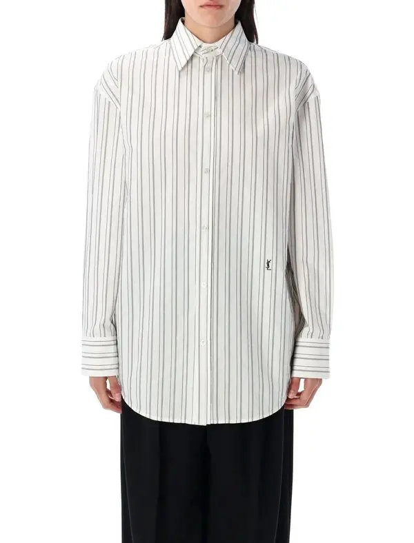 Saint Laurent Striped Cassandre Shirt - Craie Noir