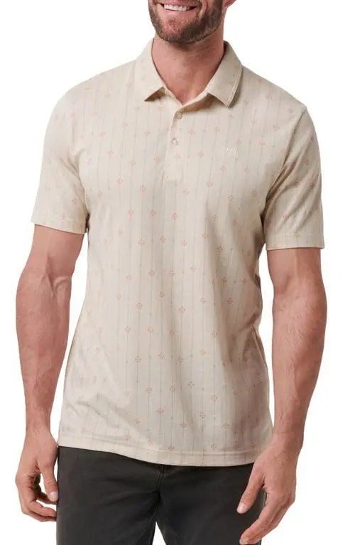 Travis Mathew Deco Floral Medallion Polo - Moonbeam