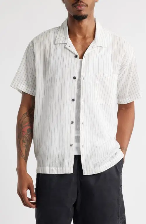 Obey Donnie Stripe Short Sleeve Cotton Button-up Shirt