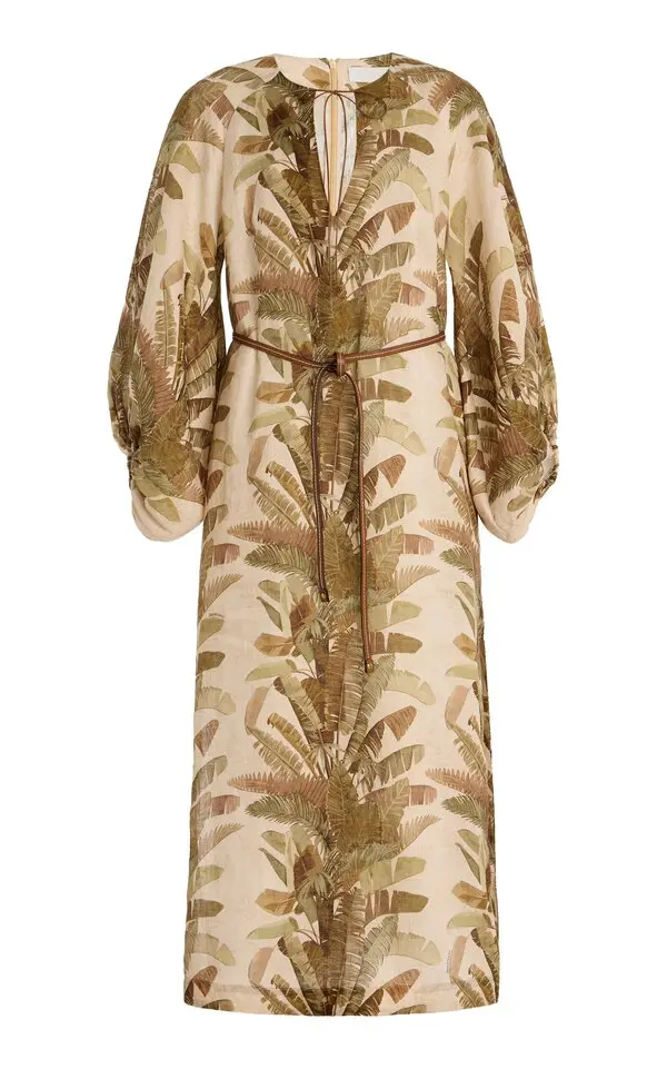 Zimmermann Ascension Linen Tunic Midi Dress - Green