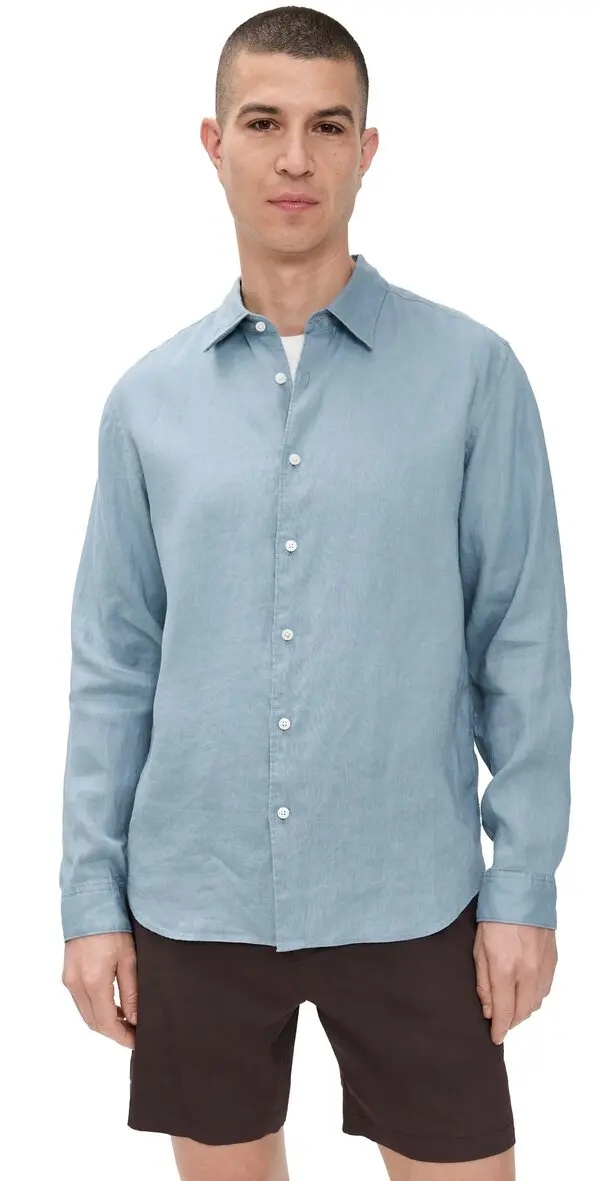 Theory Irving Relaxed Linen Shirt - Rainstorm/29r