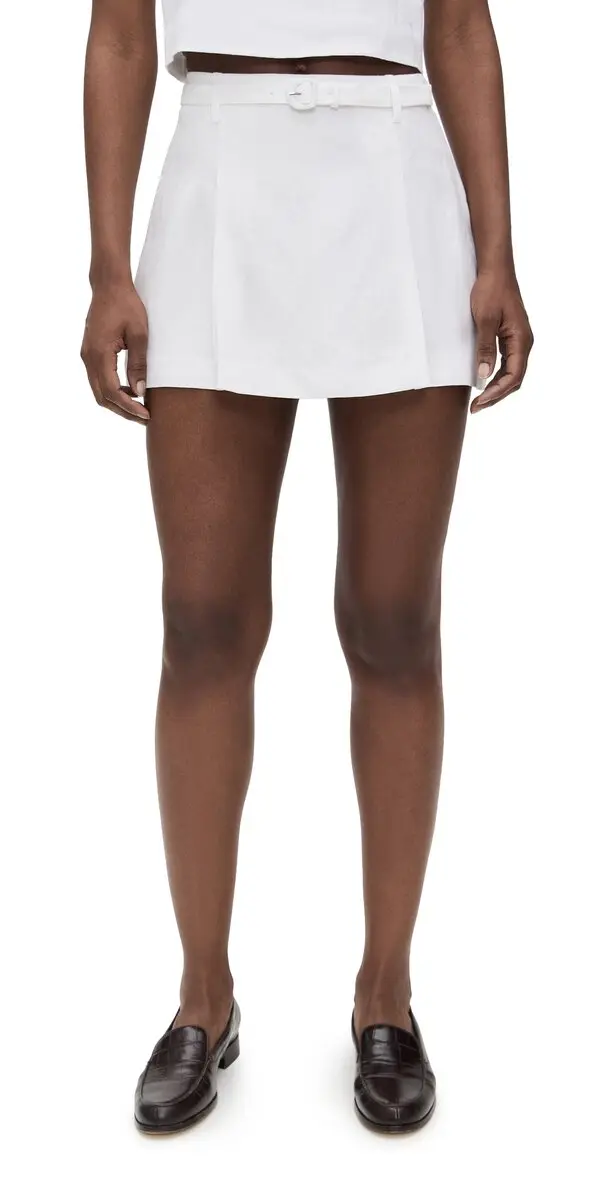 REFORMATION Linen Mini Skirt - White