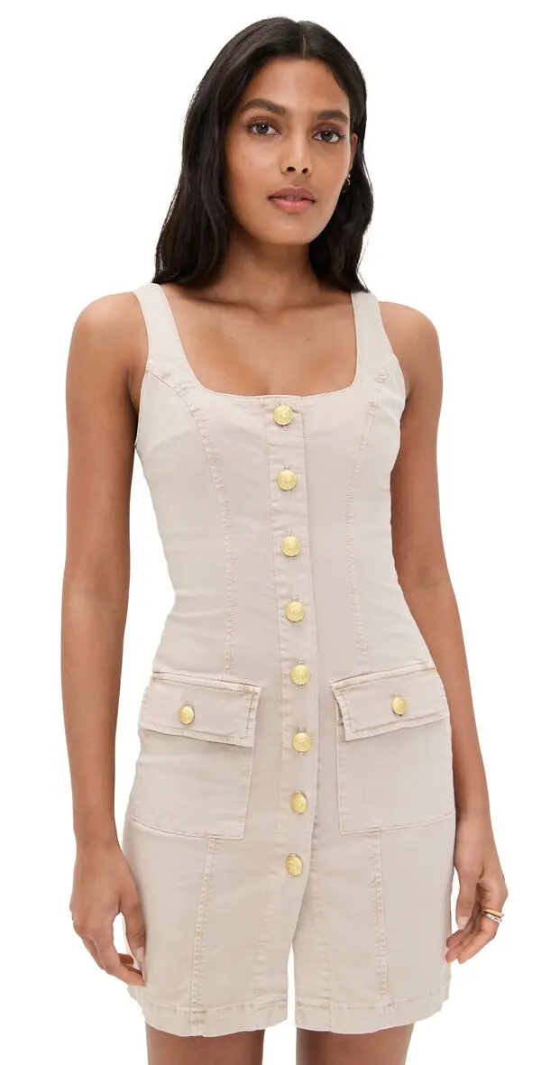 L'Agence Midy Button-front Mini Dress - Biscuit