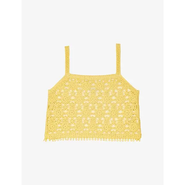 Maje Square-neck Cotton-crochet Top