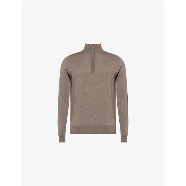 John Smedley Tapton Mock-turtleneck Wool Jumper - Mushroom