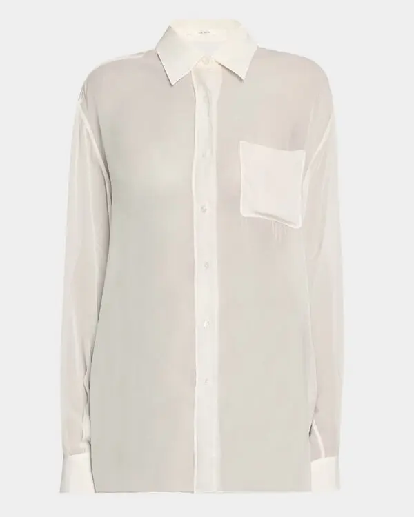 THE ROW Nesson Sheer Oversized Shirt - White