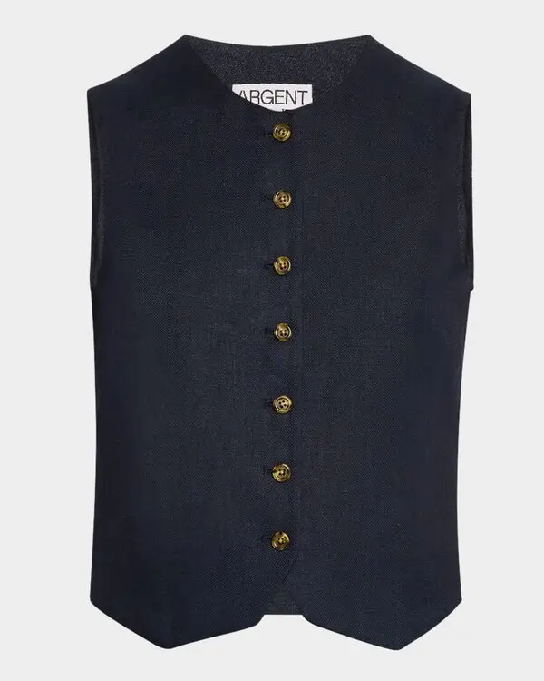 ARGENT Basketweave Linen Waistcoat